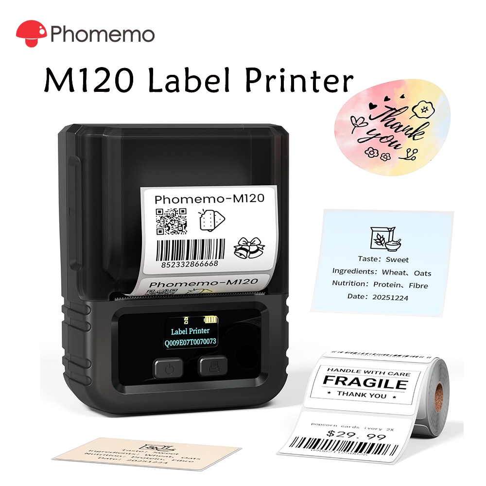 Phomemo M120 Bluetooth Label Sticker Maker,Portable Inkless Thermal Printer | Shopee Philippines