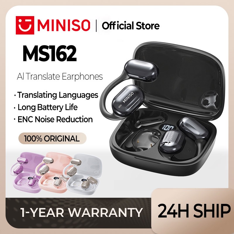 MINISO MS162 AI Smart Real-Time Translation Wireless Earphones Open Ear ...