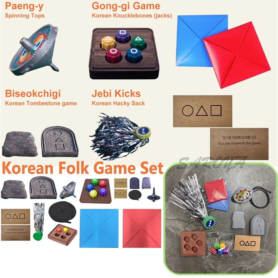 Squid Game 2 Korean Traditional Play Game Set Jebi Chagi | Gong-gi ...
