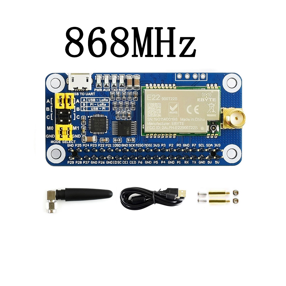 868MHz LoRa Wireless HAT IoT Project for RPI RasPi Raspberry Pi Zero 2 W 3B 3 Model B 4 5 ...