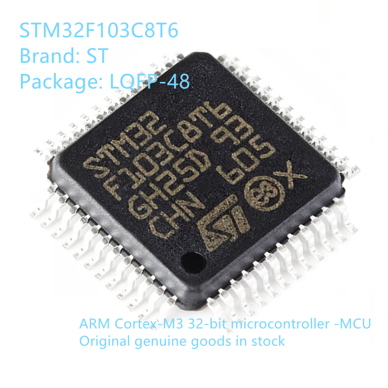 STM32F103C8T6 LQFP-48 ARM Cortex-M3 32-bit microcontroller -MCU original authentic STM32F103 ...