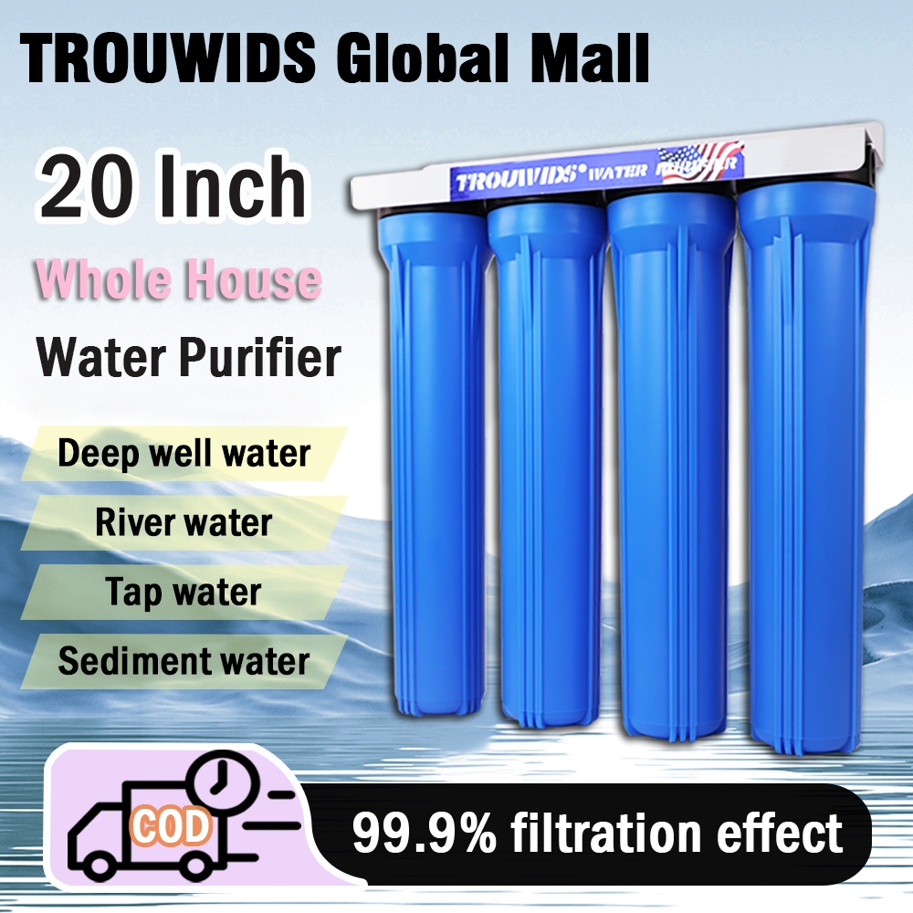 TROUWIDS 20 Inch Water Filter For Deep Well High Flow 4-Stage Water ...