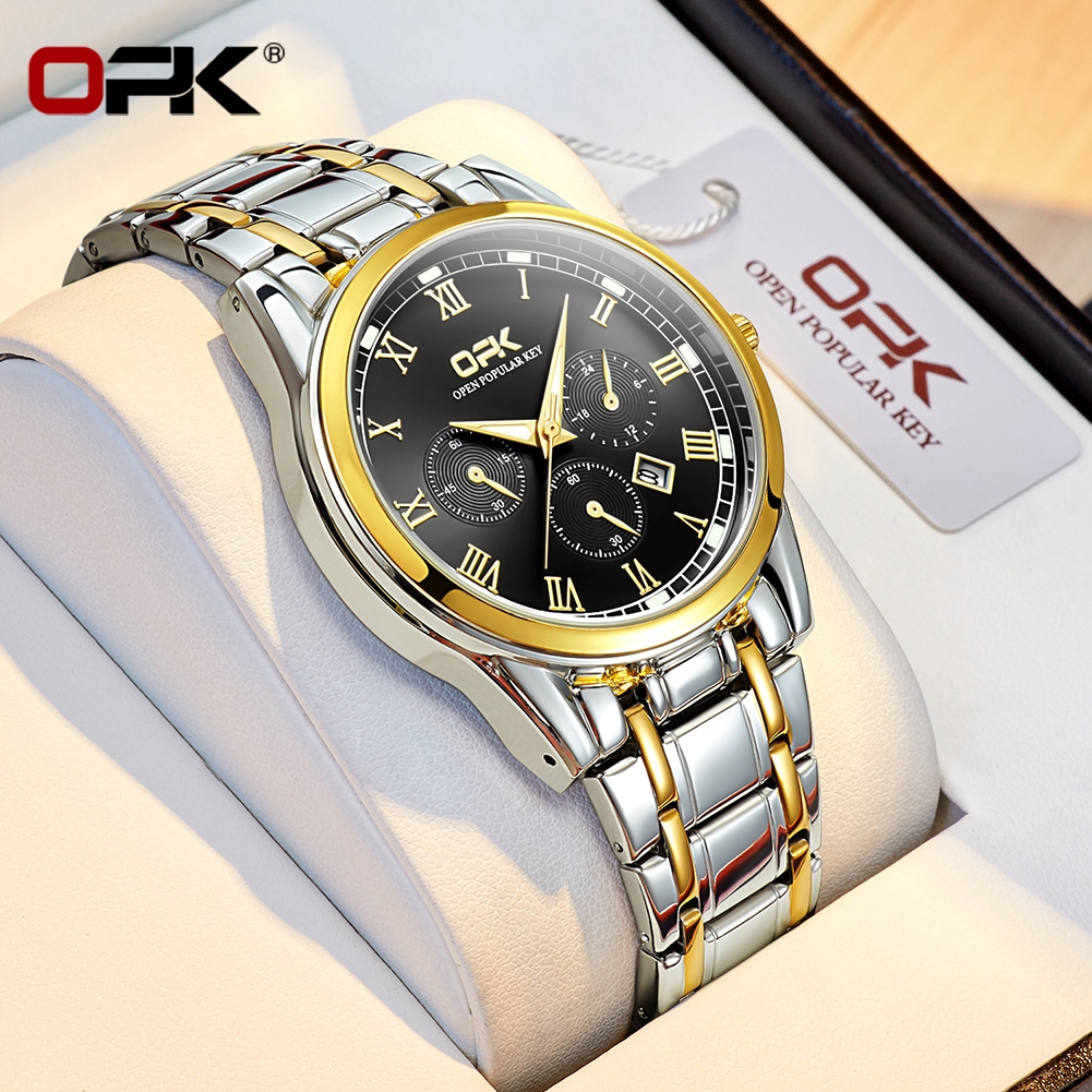 OPK Watch For Men Waterproof Original Quartz Stainless Steel Luminous ...
