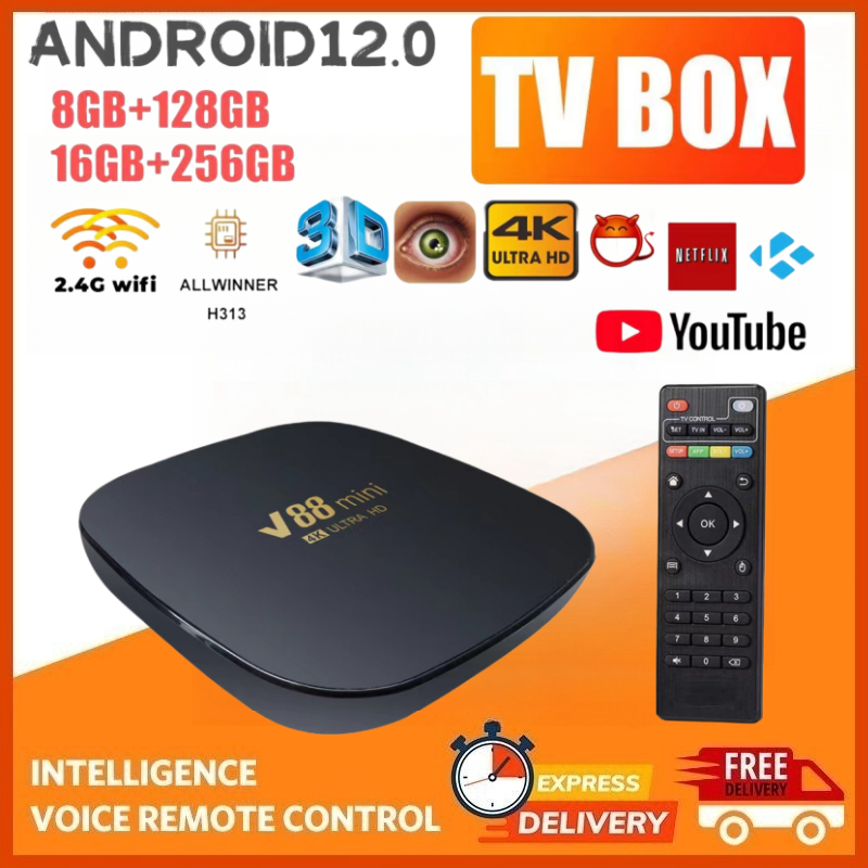 V88 mini smart box 4K Android 12 2.4GWiFi ultra-high definition set-top ...