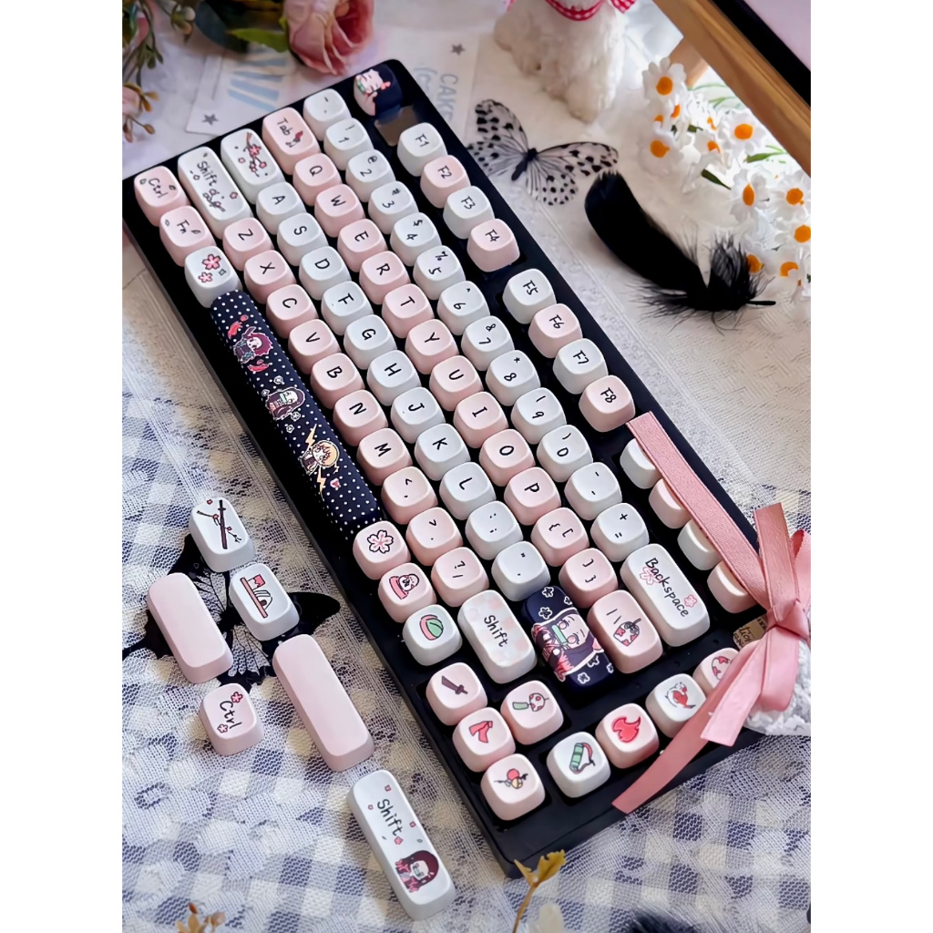 Sweet Girl Keycaps 95 Keys PBT Material Keycap Five Sides Thermal ...