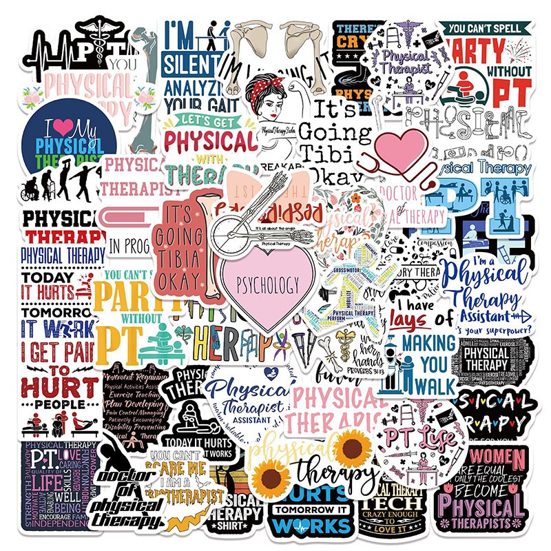 Physical Therapy Stickers,50Pcs PT Therapist Waterproof Vinyl Decals ...