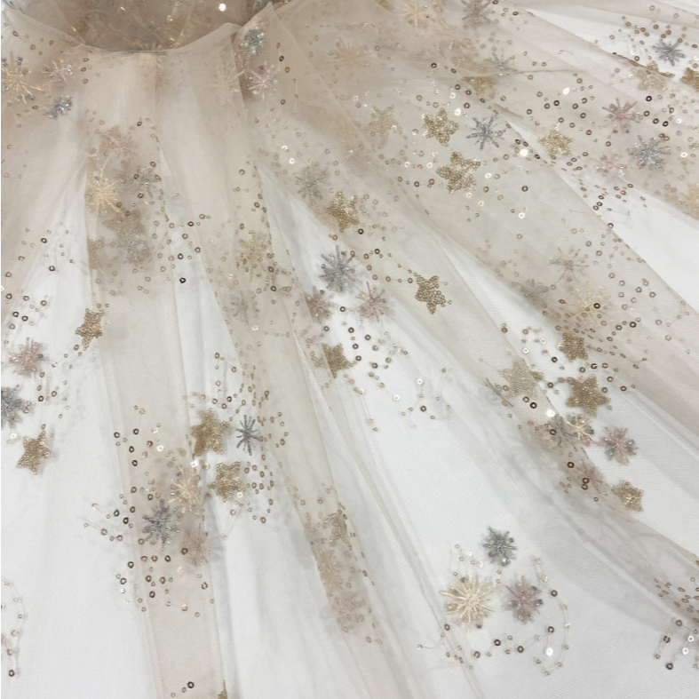 1 Meter Dreamy Star Embroidered Glitter Mesh Dress Wedding Dress ...