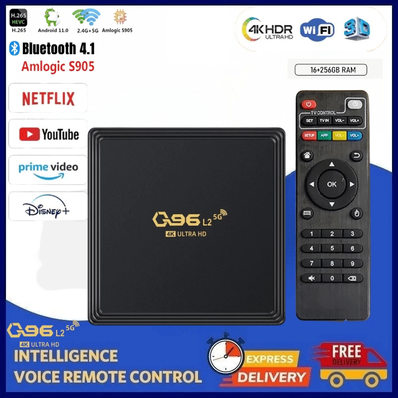 4K Android TV Box HD Smart TV Box 16GB+256GB 2.4G WIFI Android 11.1 ...