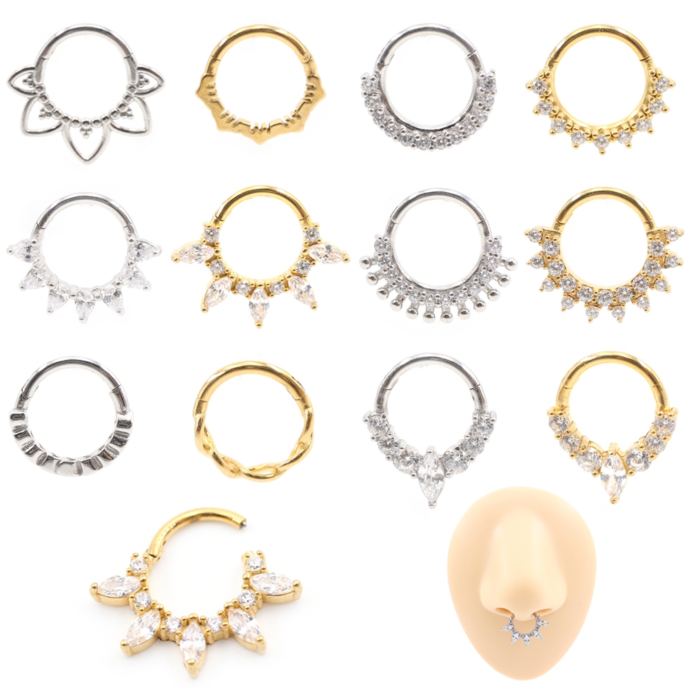 Alisouy 1 Piece Stainless Steel Heart Water Drop Eye Zircon Nose Ring ...