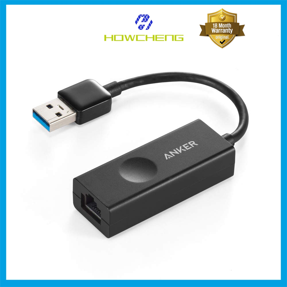 Anker USB 3.0 to RJ45 Gigabit Ethernet Adapter, 10/100/1000 Mbps, for ...
