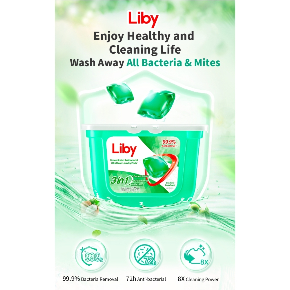 Liby Laundry Pods Liquid Detergent 3 in1 Laundry Beads Detergent Liquid Capsules 99.9% ...