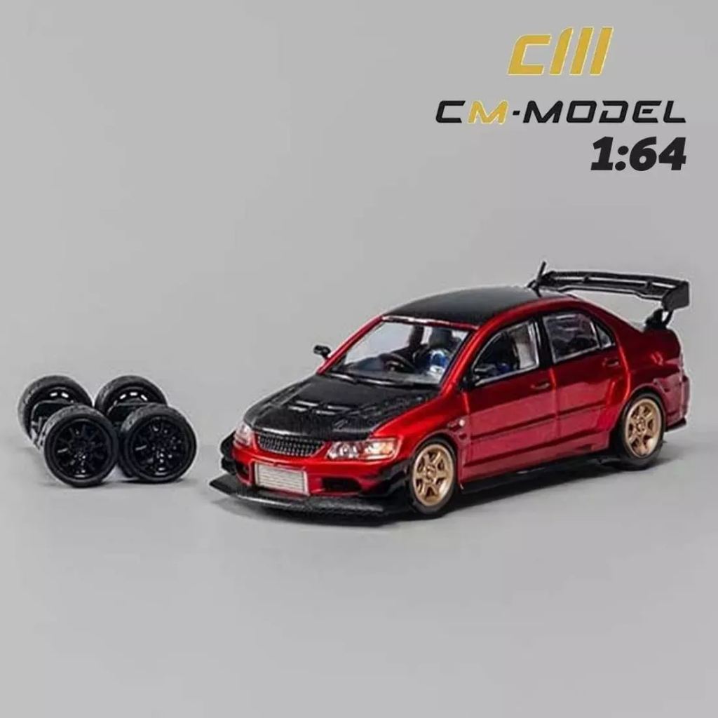 CM MODEL - Mitsubishi Lancer Evo IX Red Metallic Black Carbon Fibre Die ...