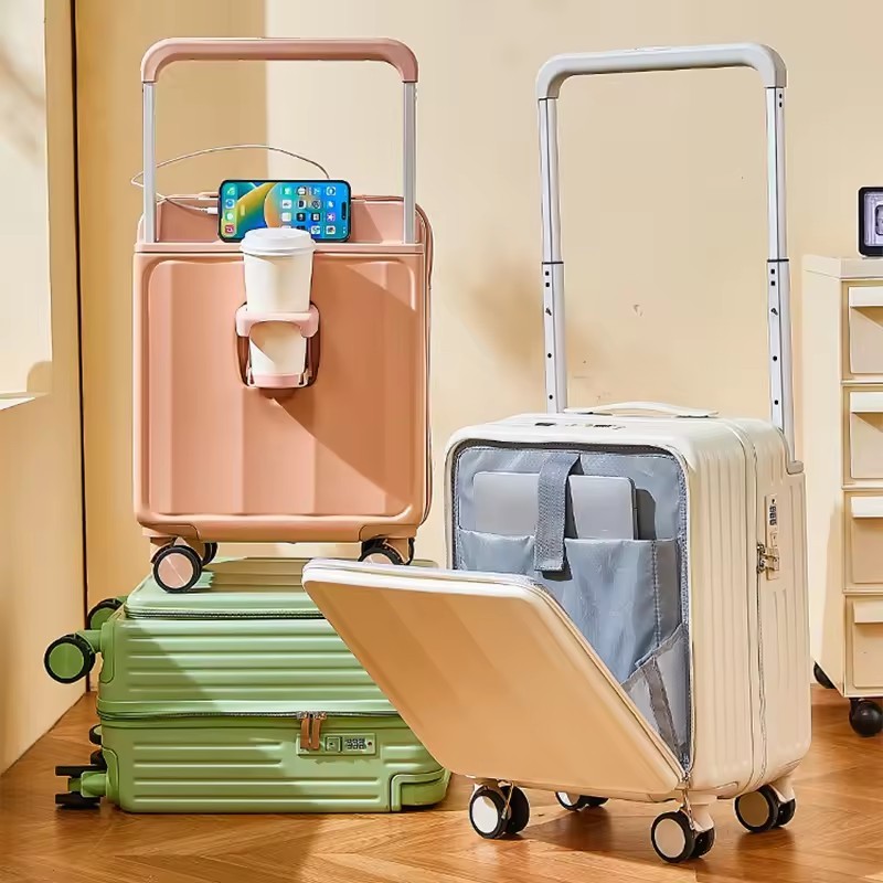 New multifunctional suitcase small front opening carry on luggage ...