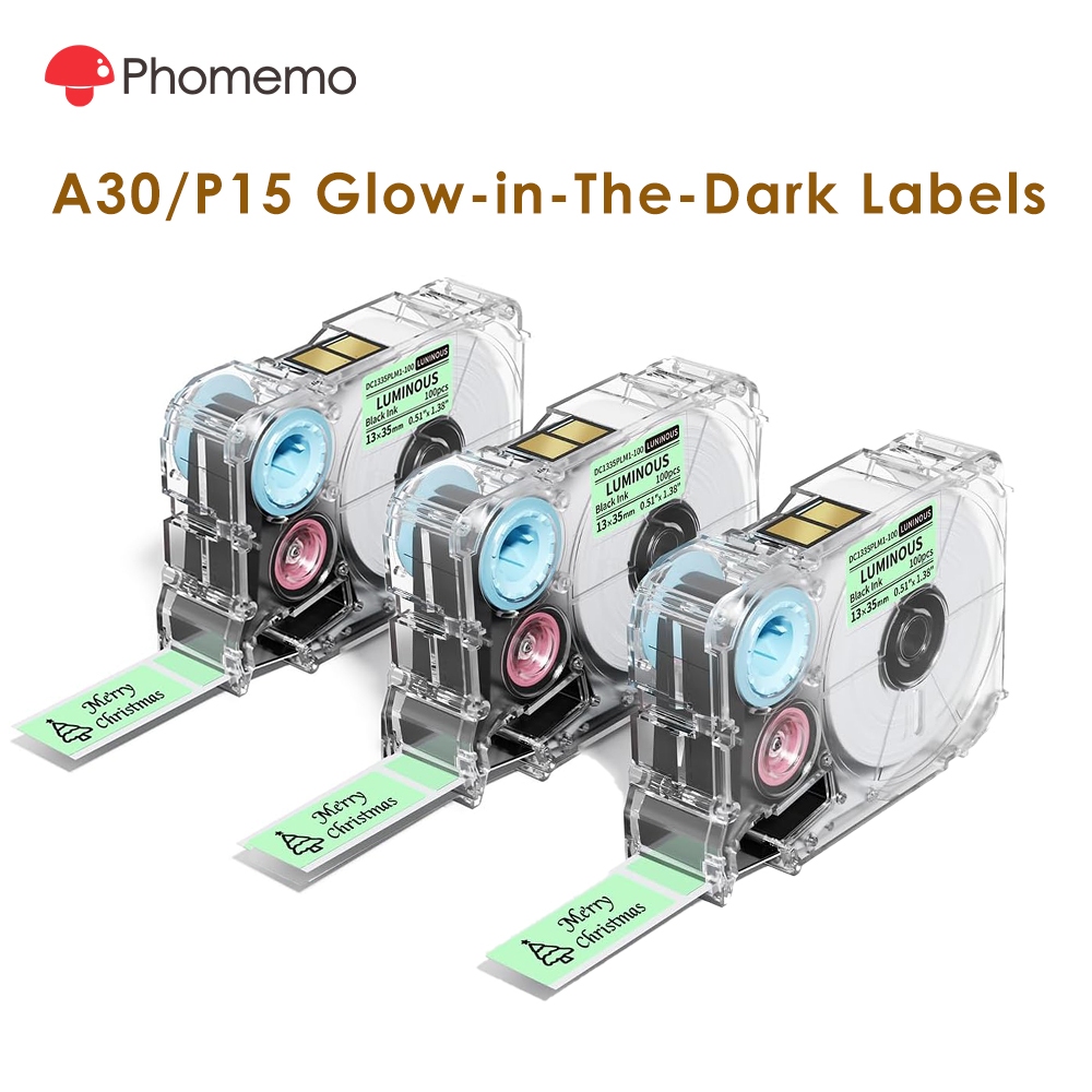 Phomemo A30/P15 Luminous Label Tape,Self-Adhesive Glow-in-The-Dark ...