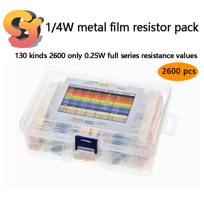 [Ready Stock Supply] 1 Box 130 Types 2600 Pieces 1/4W Metal Film ...