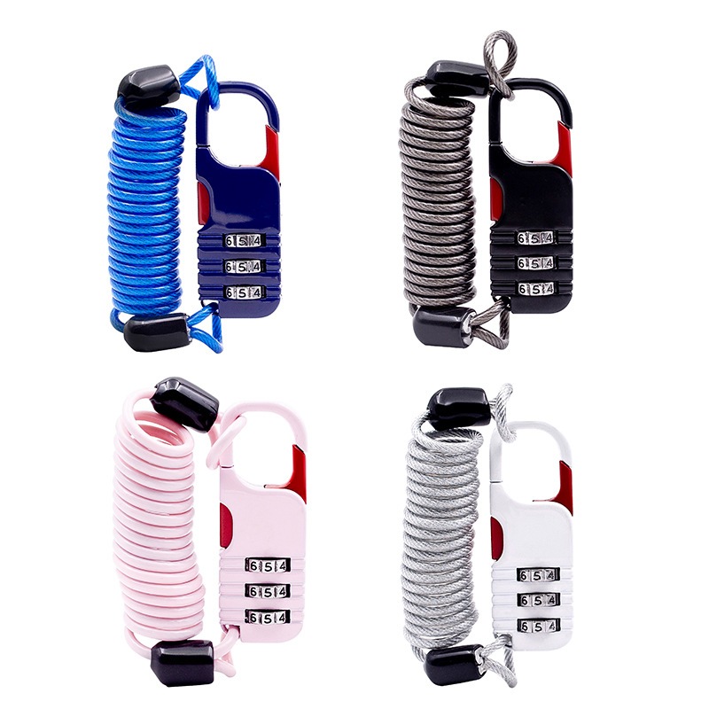 Luggage Wire Rope Lock 3-digit Password Helmet Padlock Bicycle ...