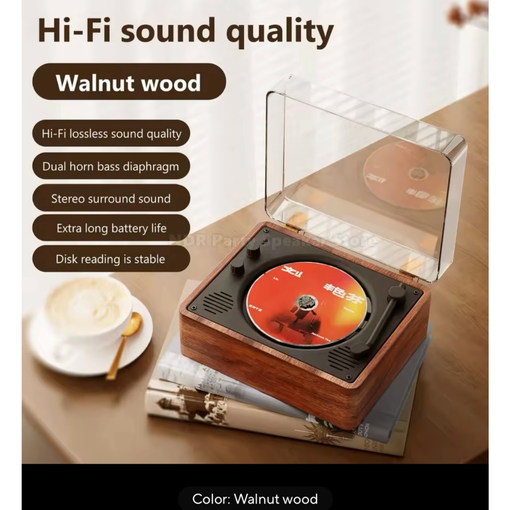 Wooden Home Cd Player Retro Album Bluetooth Speaker Audio Portable Cd ...