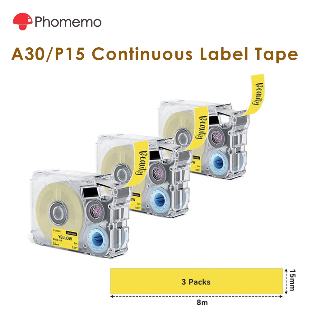 Phomemo A30/P15 Label Maker Tape,Self-Adhesive Continuous Sticker(3 ...