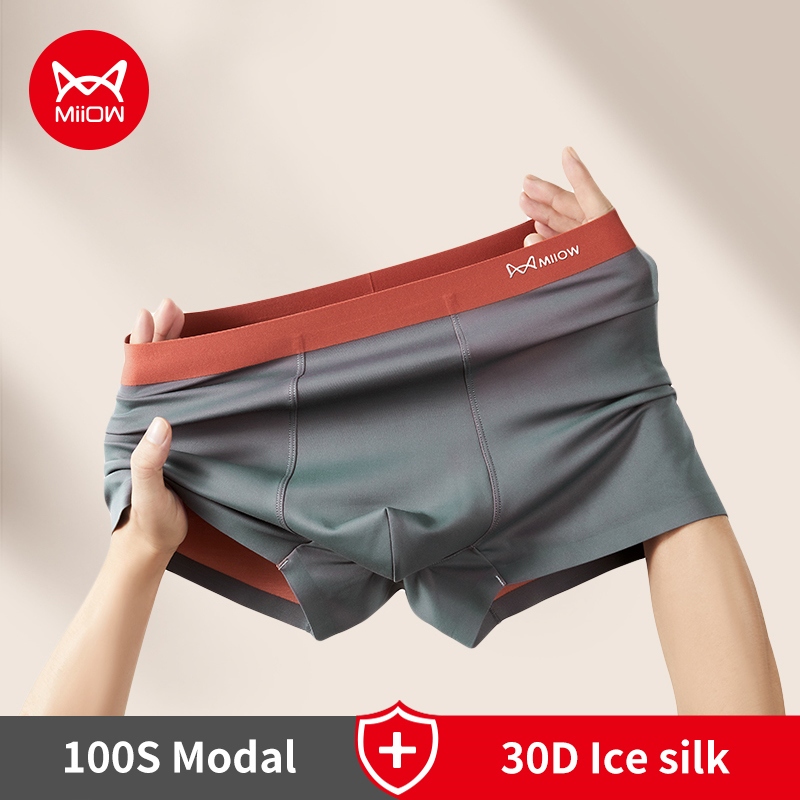 MiiOW 3Pcs 100S Soft Modal Men Boxers Man Underwear Silk Crotch ...