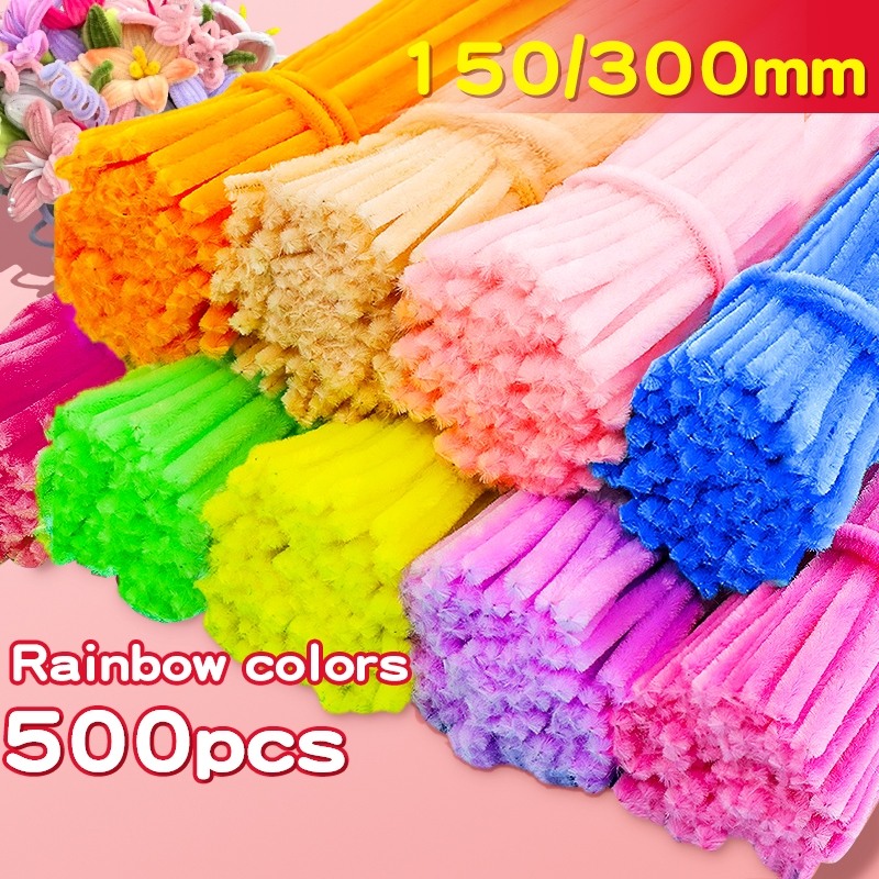 300/500PCS Colored Chenille Wires Fluffy Sticks DIY Craft Fuzzy Stems ...