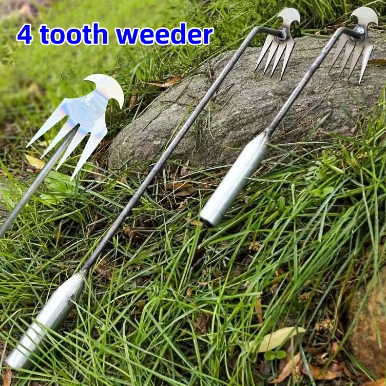 Root Weeding Tool Steel 4 Teeth Weeder Root Digger Garden Hoe ...