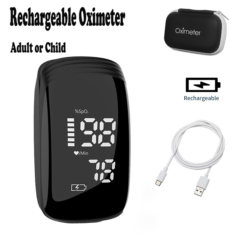 Pulse Finger Oximeter Rechargeable USB Blood Oxygen Meter for Adults ...