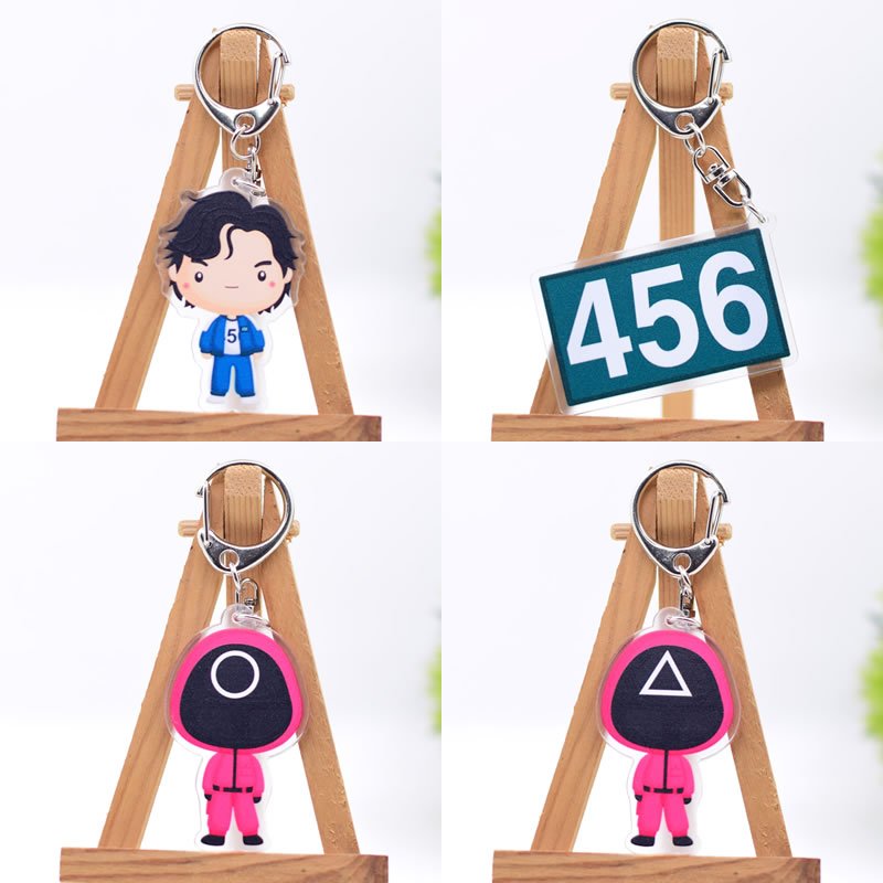 Squid Game Keychian Anime Collections Acrylic Key Chains Cartoon Key ...