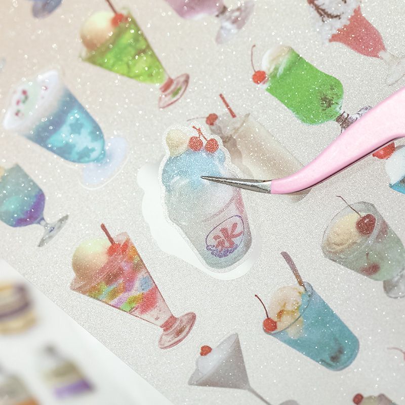 Ohaya | Retro Food Beverage Sticker Pack Ancient Flashing Waterproof Sticker diy Handbook ...