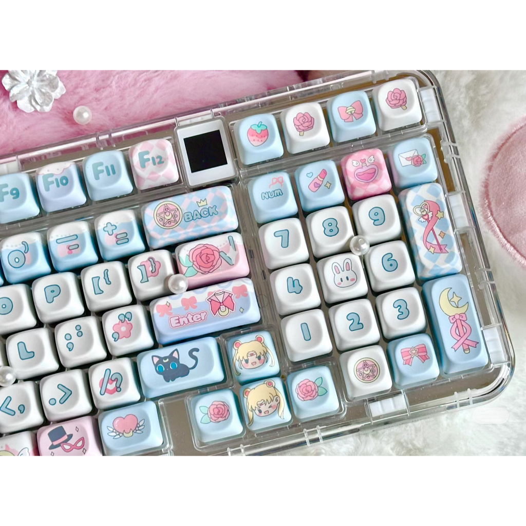 Sweet Girl Theme Keycaps 130 Keys MOA/Cherry Height PBT Material Keycap ...