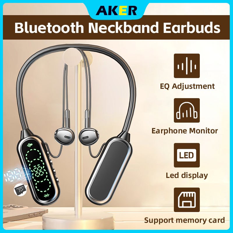 AKER IEM Earphones Bluetooth 5.4 Neckband Wireless Earphone Earbuds ...