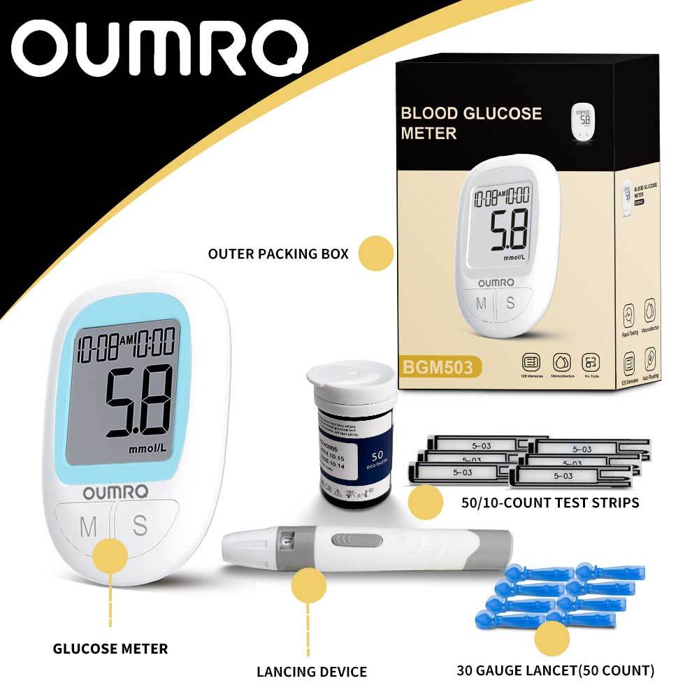OUMRO New Blood Glucose Meter Tester Medical Grade(Test strips only ...