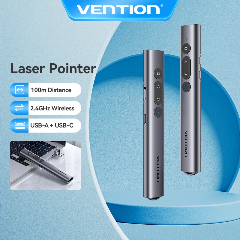Vention Rechargeable Wireless Presenter Red/Green Laser Pointer 2.4GHz ...