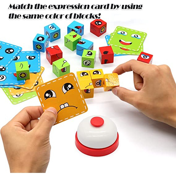 NIKO 72pcs Cards Wooden Face Changing Educational Magic Cube Building ...