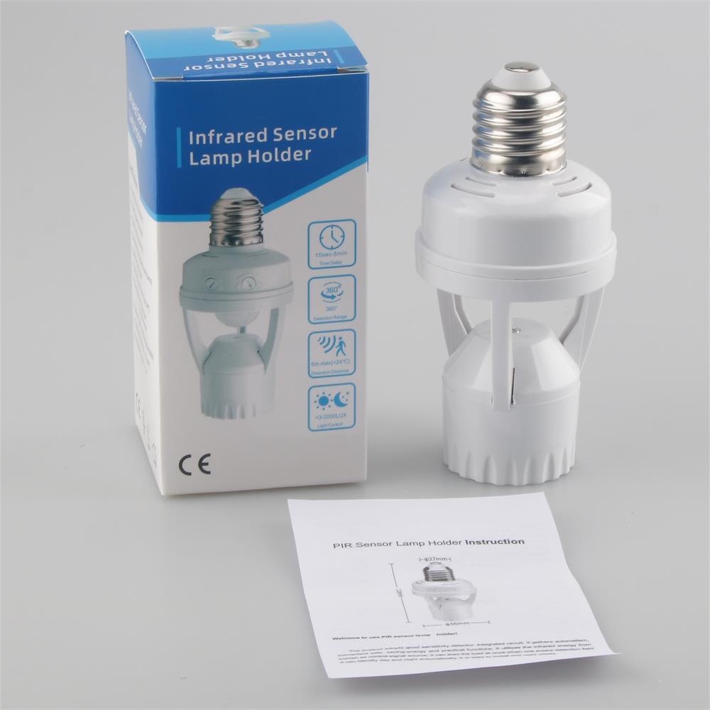 Infrared Human Body Sensor Lamp Holder E27/E26 Lamp Holder Infrared Sensor Switch | Shopee ...