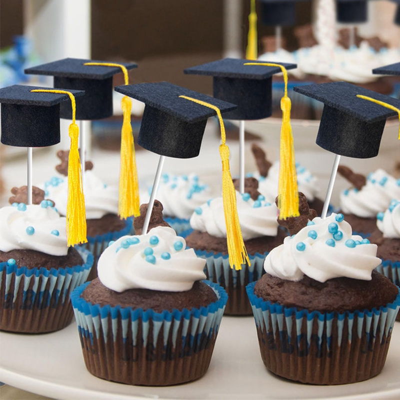Mini Graduation Cap Cake Topper Multicolor Bachelor Hat with Tassels ...