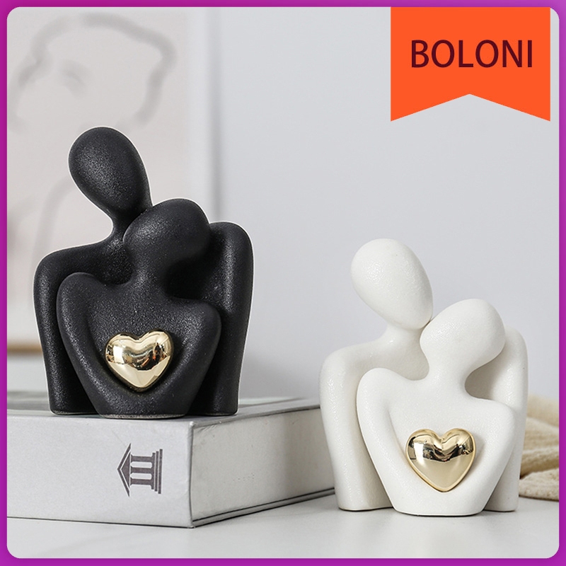 Abstract Couple Hugging Statue Modern Art Embracing Ceramic Lover ...