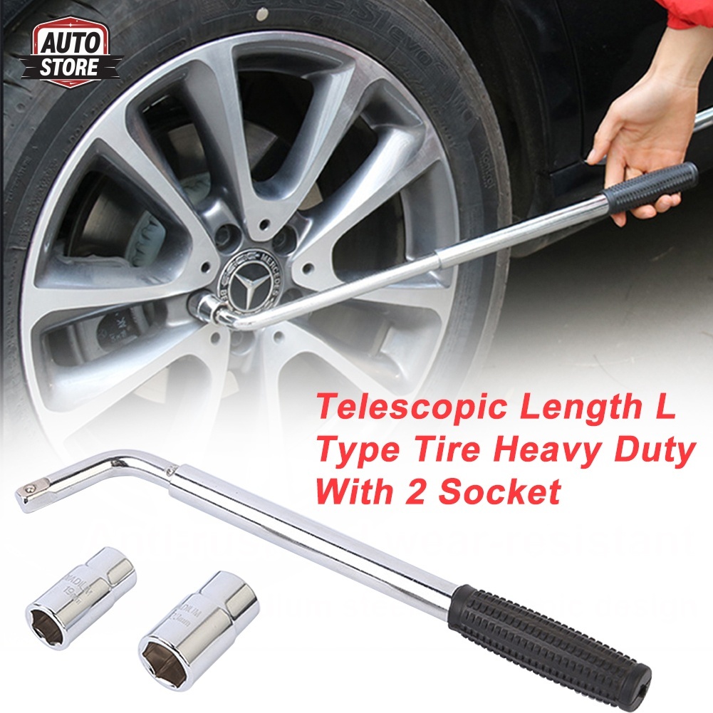 Car Wheel Tire Wrench Telescopic Length L Type Tire Heavy Duty With 2 ...