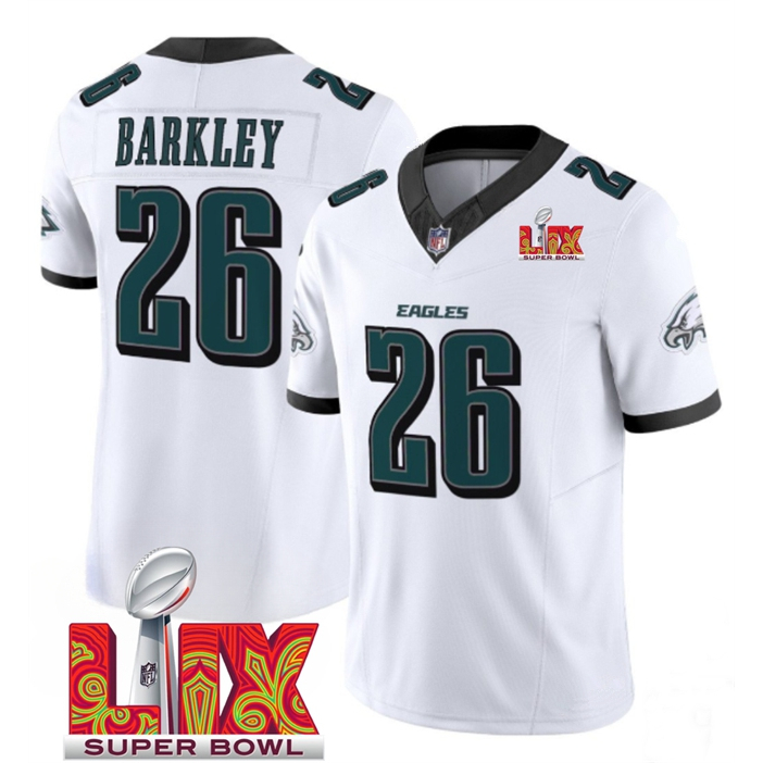 Men's 2025 Super Bowl LIX NFL Philadelphia Eagles Saquon Barkley Midnight Green Limited American ...
