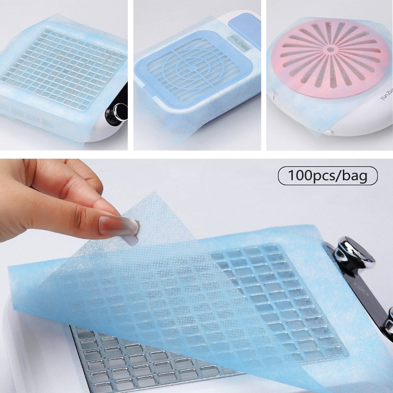 100pcs Disposable Nail Vacuum Dust Collector Filter Pink/Blue/White ...