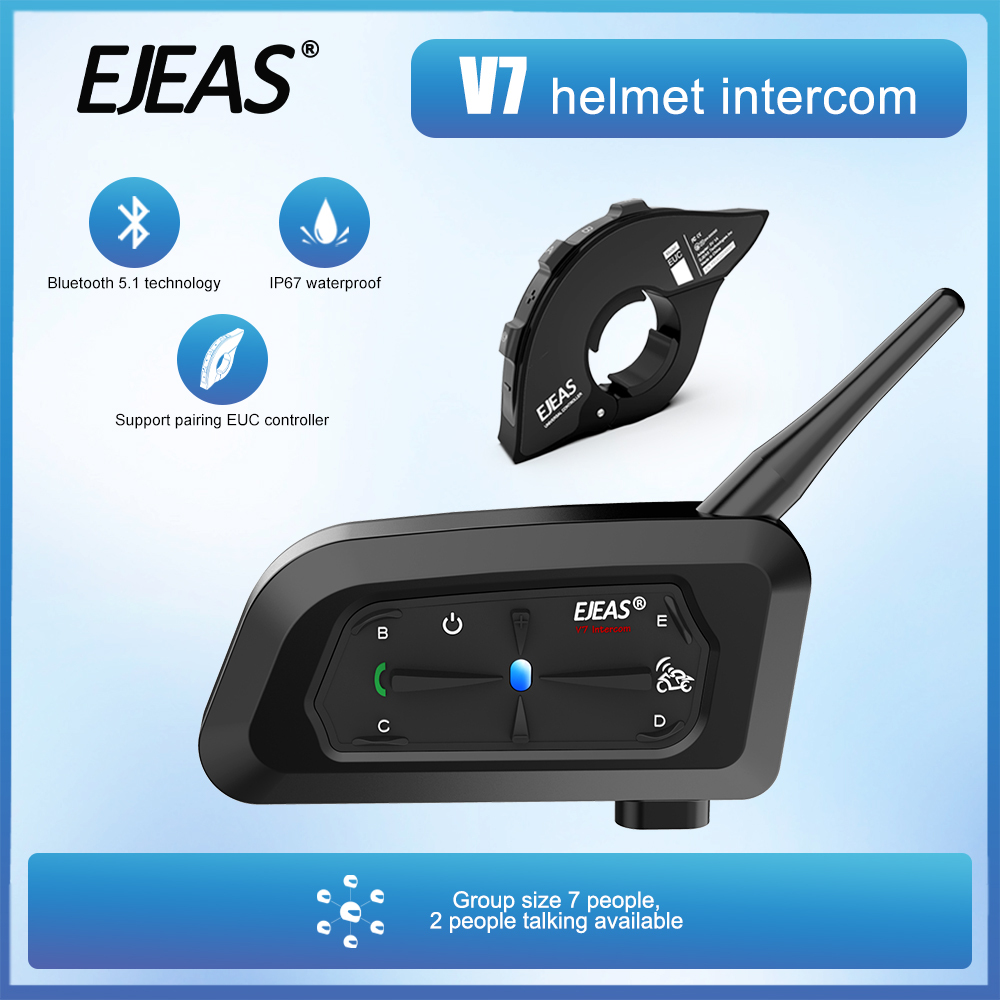 EJEAS V7 Motorcycle Helmet Headset Bluetooth Intercom Full Duplex ...
