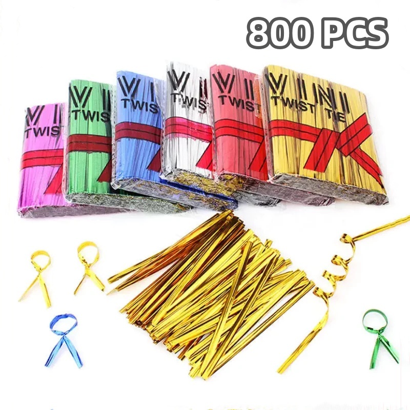 800Pcs/Pack Metal Twist Wire Packaging Tie For Bread Lollipop Cookies ...