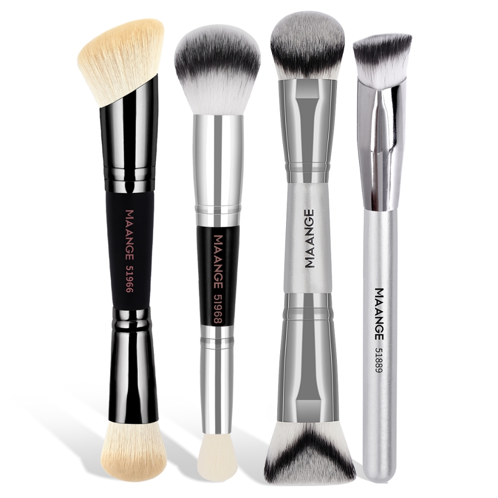 MAANGE 4Pcs 2 In 1 Double-Ended Makeup Brush Loose Powder Brush Blush ...