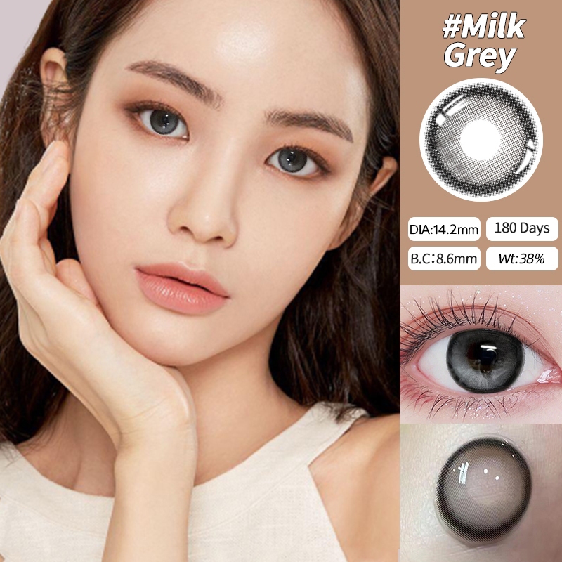 (COD) Graded Contact lens (0~-8.00) Natural Lenses Grey Colored Contact ...