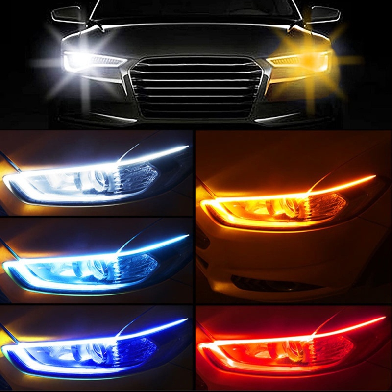 Automobile White Turn Signal Yellow Flow Lights 12V LED DRL Car Daytime ...