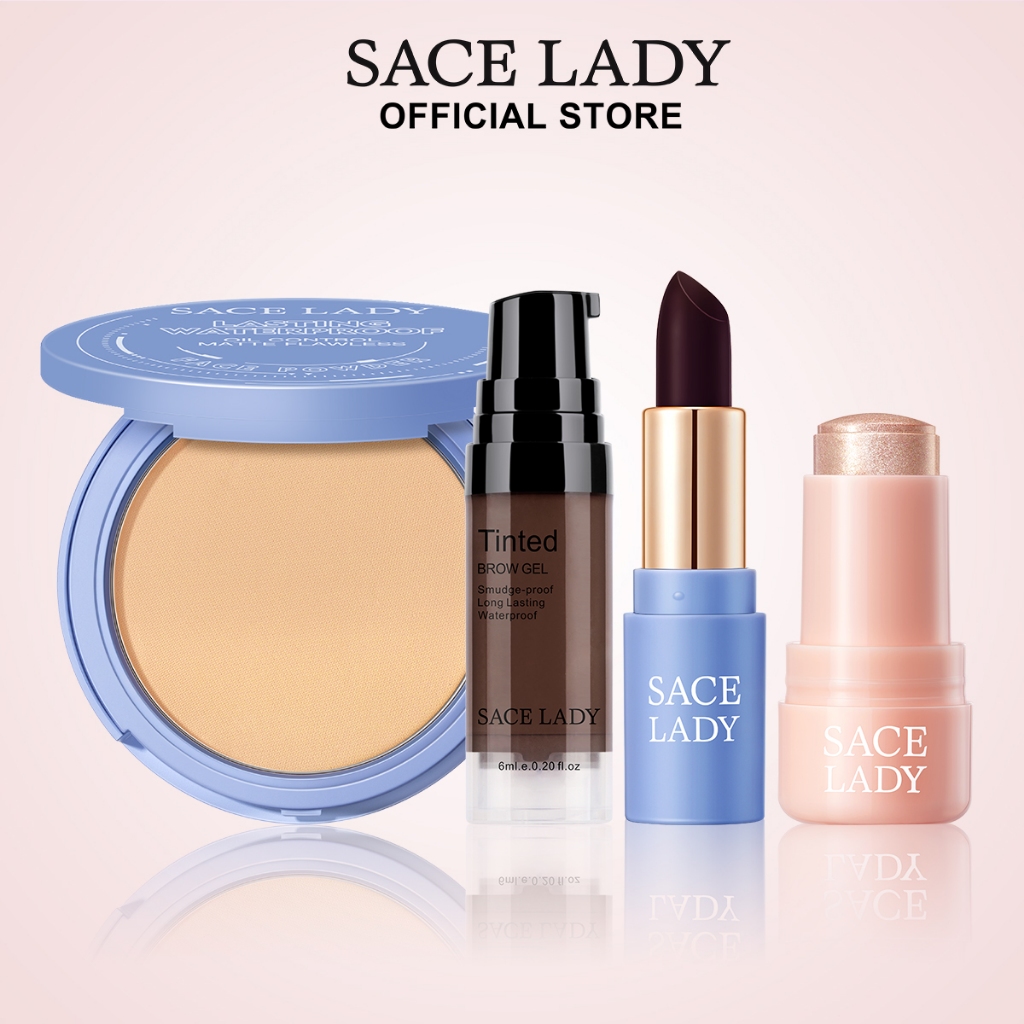 SACE LADY Oil Control Face Powder+Long Lasting Tinted Lip Balm+Cooling ...