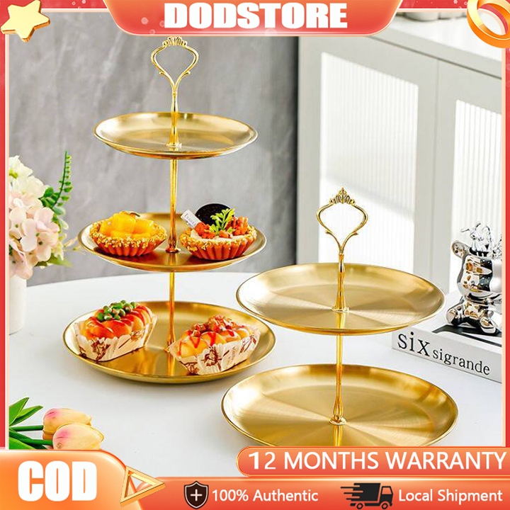 Cake Display Stand Fruit Plate Multi-layer Golden Stainless Steel ...