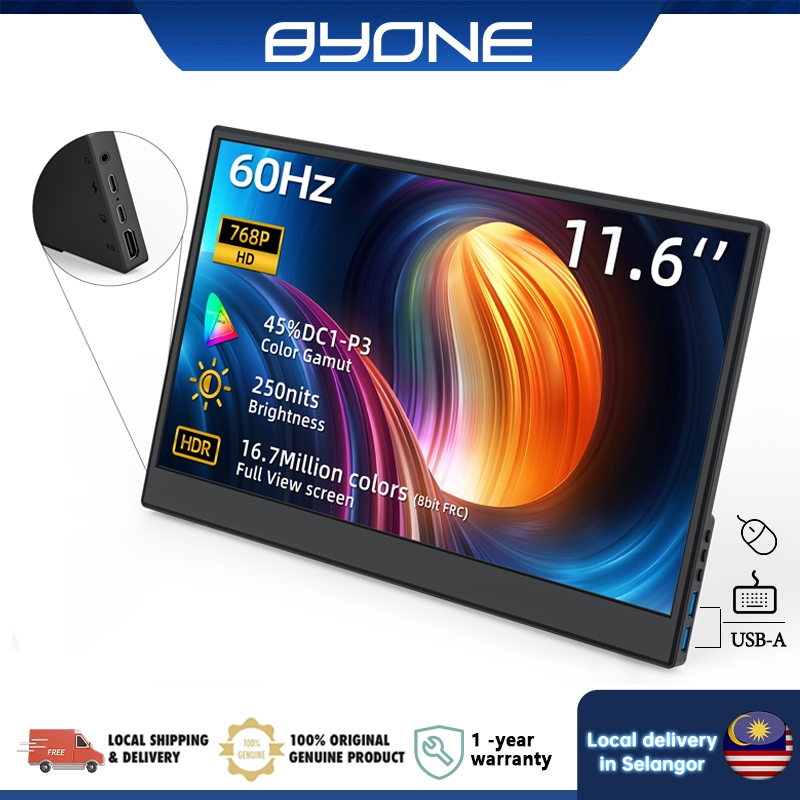 Byone11.6 inch Ultra-thin Portable LED Monitor Full HD Screen Gaming ...