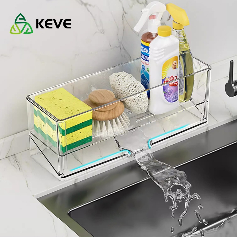 KEVE Acrylic Sponge Drainer Rack for Sink Kitchen Accessories Sink ...