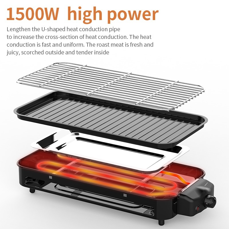 INHDBOX Electric Griller BBQ Non Stick Pan Electric Barbecue Bakeware ...