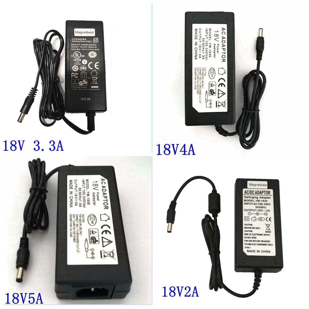 18V AC DC Adapter 18V 2A 3.3A 4A 5A LED Speaker Switching Power Supply ...